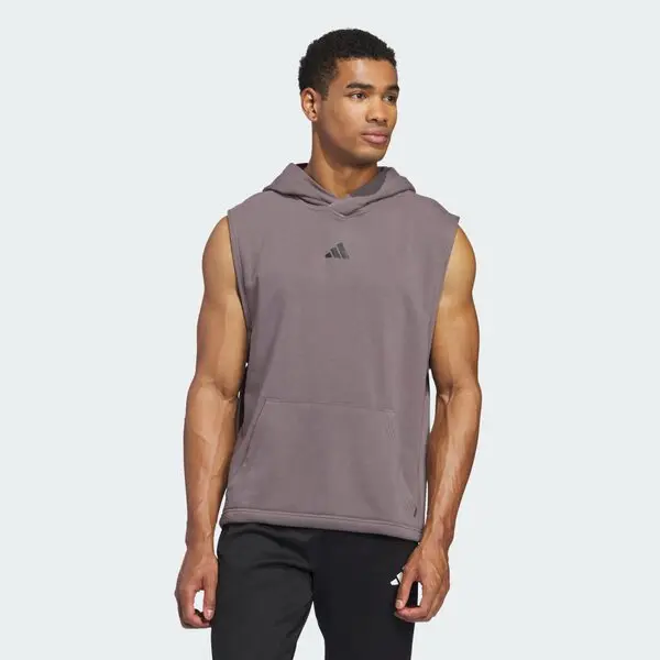 Adidas Primelift Workout Sleeveless Hoodie Grey - Charcoal