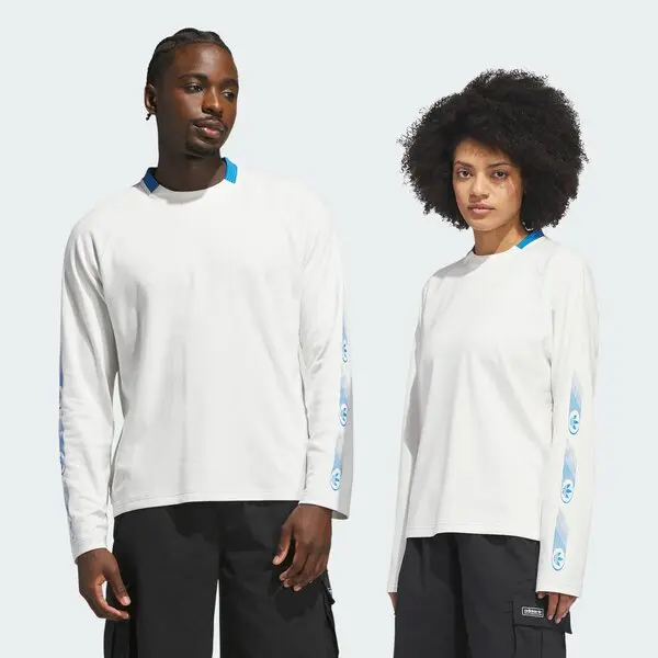 Adidas Skateboarding Formula Long Sleeve Tee Core White - Core White / Lucid Ray Blue