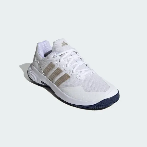 Adidas Gamecourt 2 Tennis Shoes - Cloud White / Cyber Metallic / Dark Blue