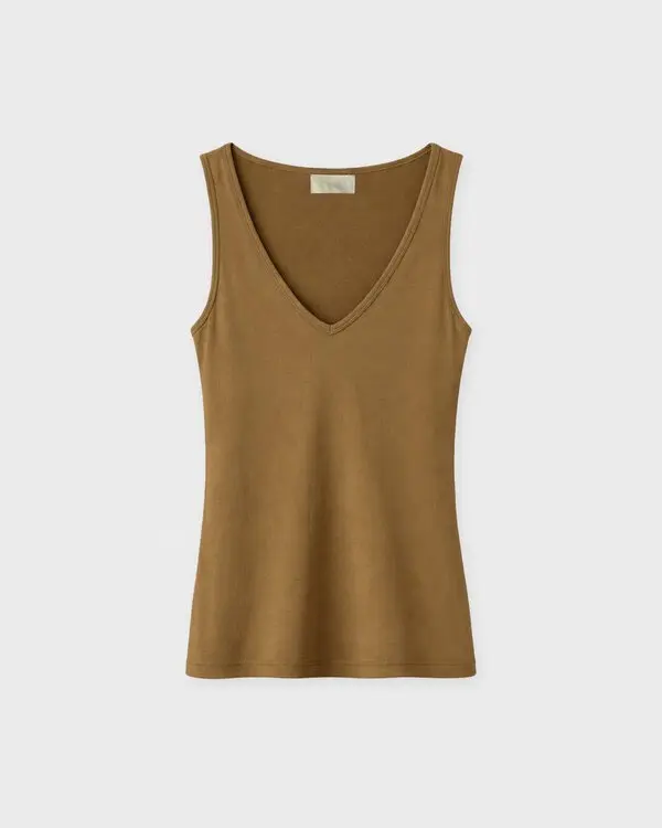 WAKAKUU Lotus Modal Ribbed V-neck Tank