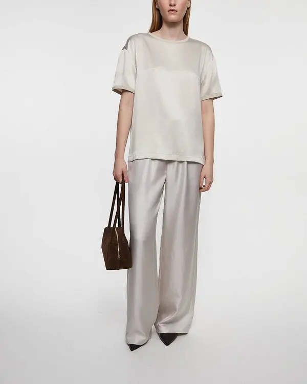 LISA YANG Round Neck Silk T-shirt