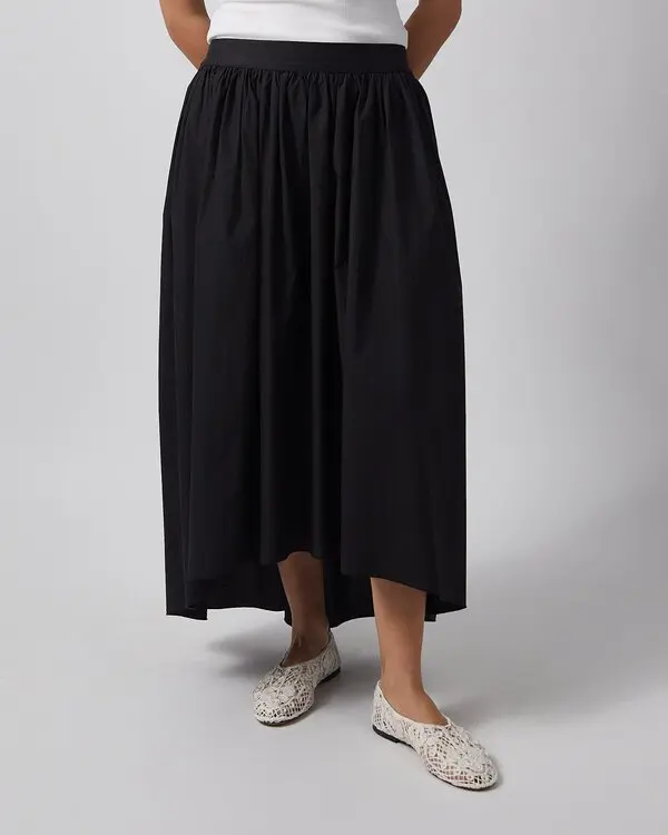 WAKAKUU Gathered Midi Skirt - Black