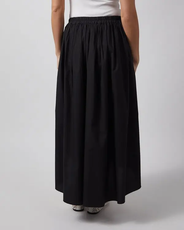 WAKAKUU Gathered Midi Skirt - Black