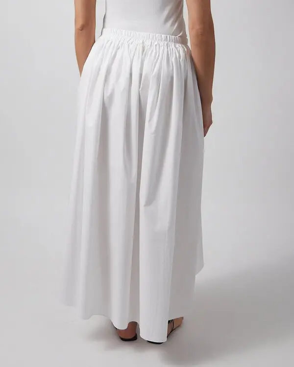 WAKAKUU Gathered High-low Hem Midi Skirt - White
