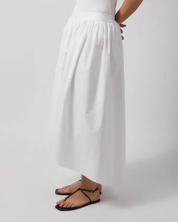 WAKAKUU Gathered High-low Hem Midi Skirt - White