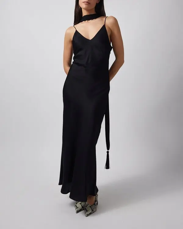 WAKAKUU Leyre Slip Dress With Tasseled Scarf