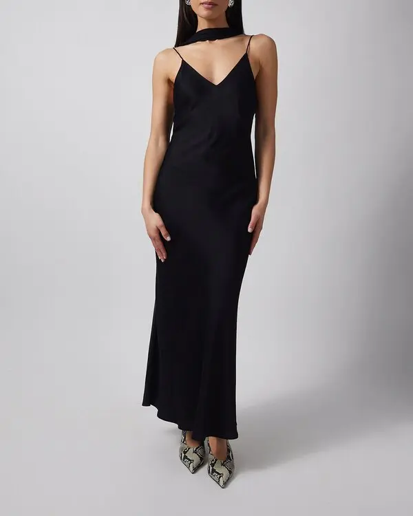 WAKAKUU Leyre Slip Dress With Tasseled Scarf