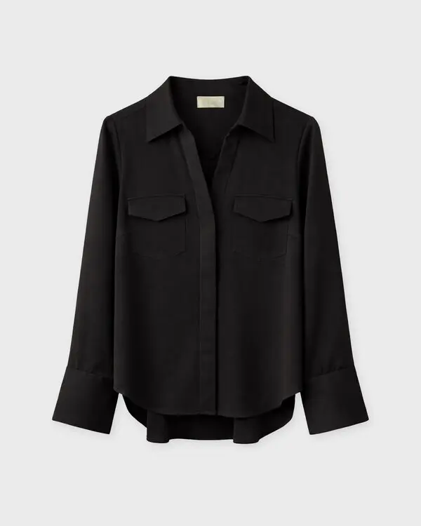 WAKAKUU Maria Satin Blouse - Black