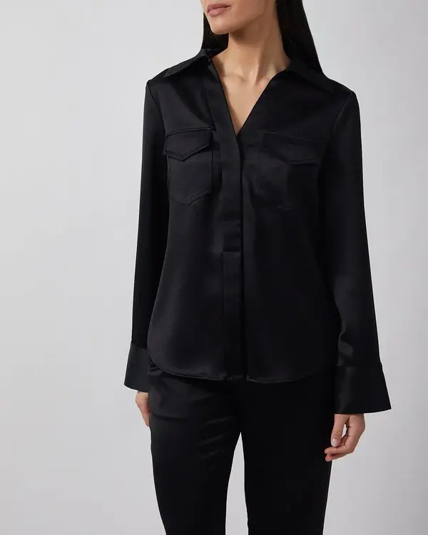 WAKAKUU Maria Satin Blouse - Black