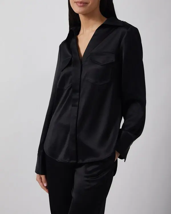 WAKAKUU Maria Satin Blouse - Black