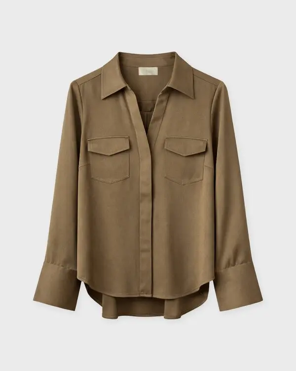 WAKAKUU Maria Satin Blouse - Mocca