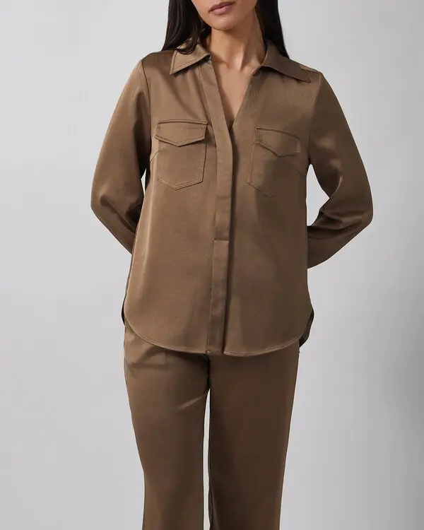 WAKAKUU Maria Satin Blouse - Mocca