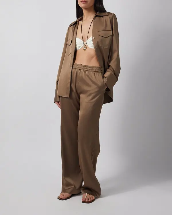 WAKAKUU Maria Satin Blouse - Mocca