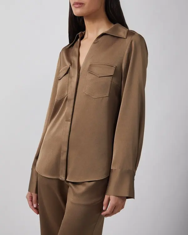 WAKAKUU Maria Satin Blouse - Mocca