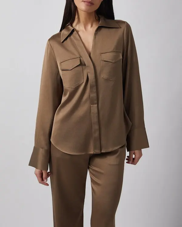 WAKAKUU Maria Satin Blouse - Mocca