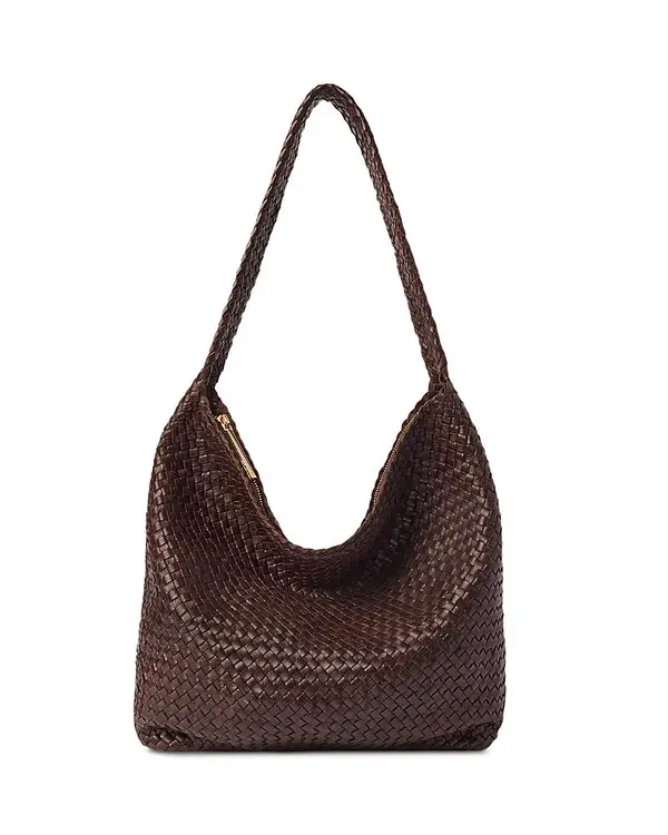 Whistles Woven Leather Shoulder Bag - Chocolate