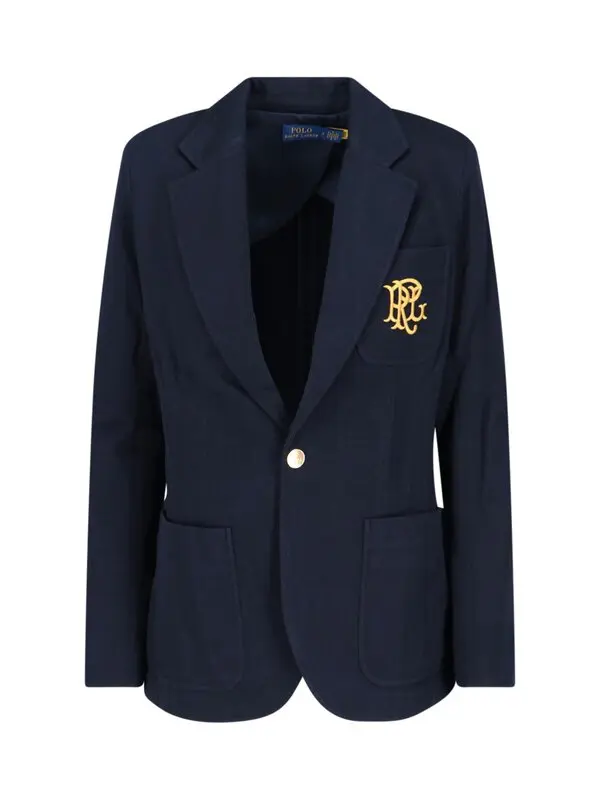 Polo Ralph Lauren Single-breasted Blazer With Emblem - Blue