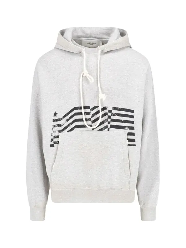 GOLDEN GOOSE Flag Vintage Hoodie - Gray