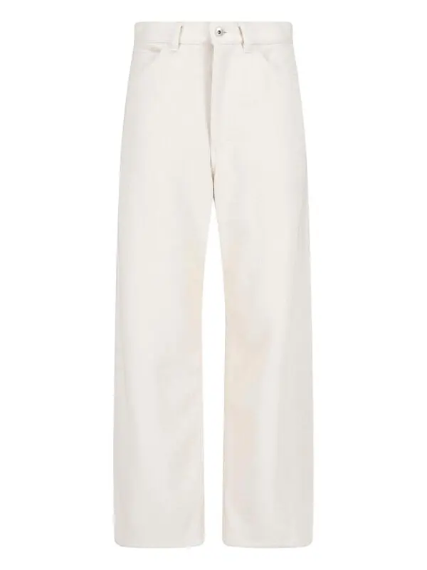 Auralee Wide Silk Denim Pants - Cream
