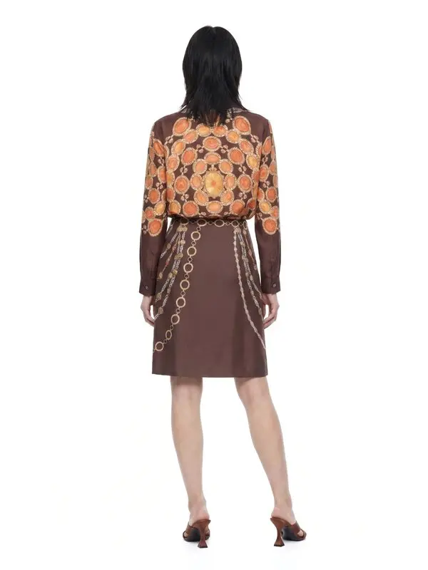 Gucci Printed Silk Midi Skirt - Brown
