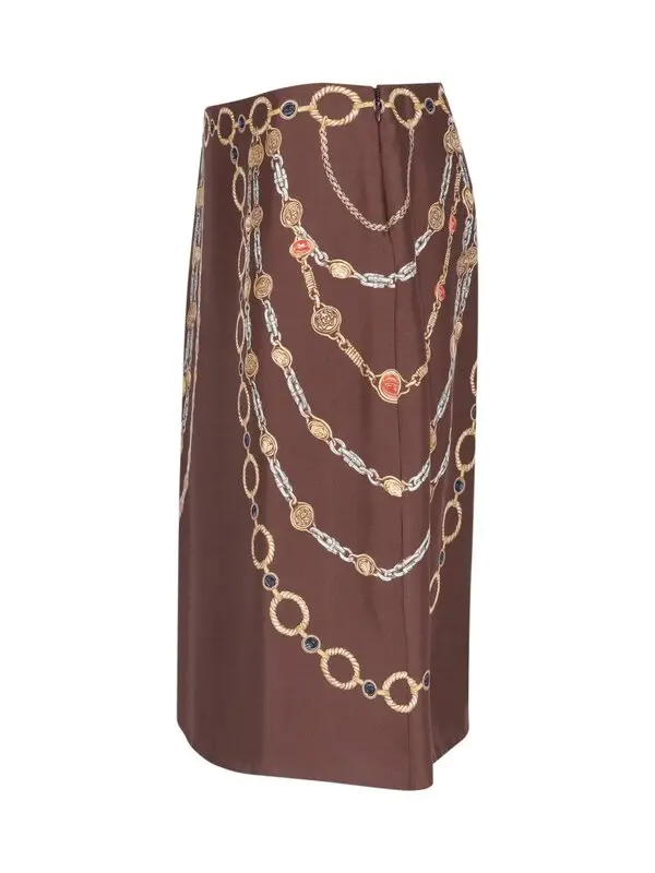 Gucci Printed Silk Midi Skirt - Brown