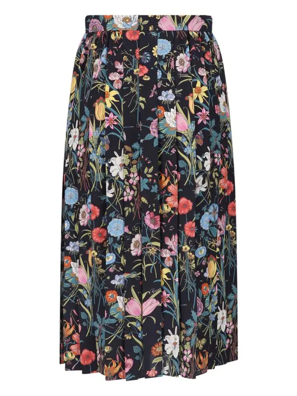 Gucci Printed Silk Midi Skirt