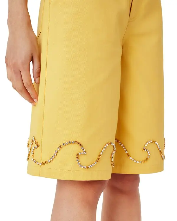 Tresse Embellished Cotton Bermuda Shorts