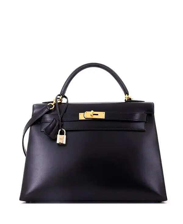 Hermès Kelly 32 Handbag Black Box Calf With Gold Hardware - Noir