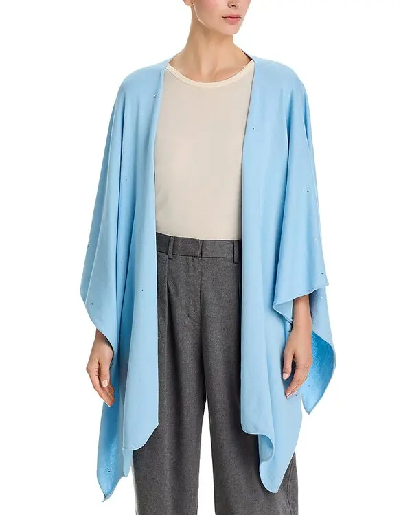CAROLYN ROWAN ACCESSORIES Scattered Crystal Cotton & Cashmere Ruana - Blue