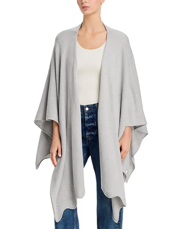 CAROLYN ROWAN ACCESSORIES Scattered Crystal Cotton & Cashmere Ruana - Grey