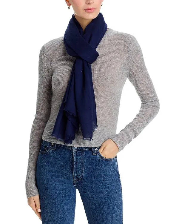 CAROLYN ROWAN ACCESSORIES Micro Crystal Scattered Wool Blend Shawl - Navy