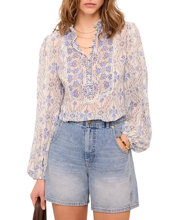 Mint Velvet Geo Print Ruffle Blouse