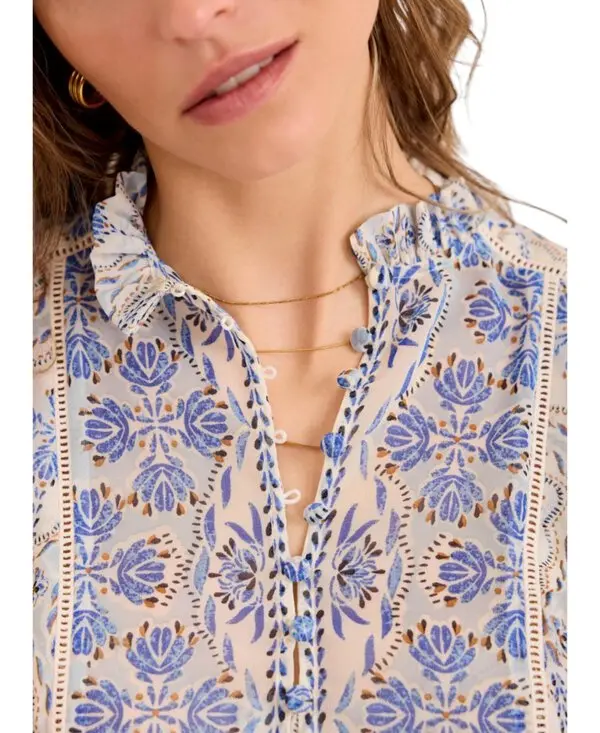 Mint Velvet Geo Print Ruffle Blouse