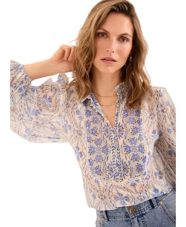 Mint Velvet Geo Print Ruffle Blouse