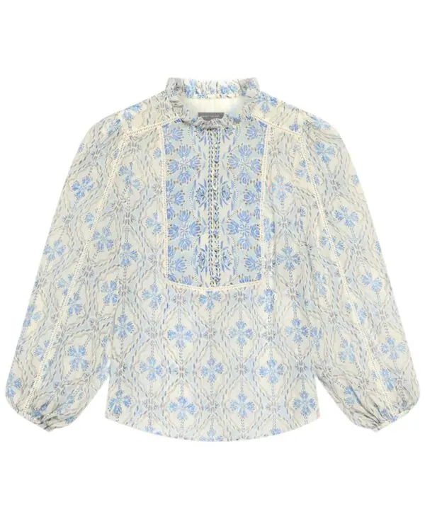 Mint Velvet Geo Print Ruffle Blouse
