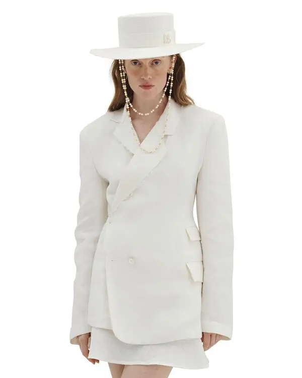 Ruslan Baginskiy Monogram Embellished Canotier Hat
