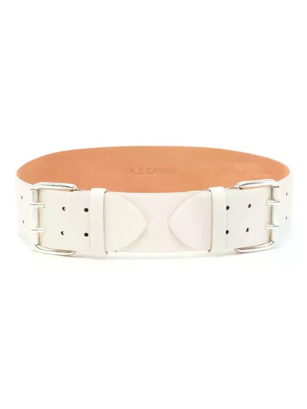 Dice Kayek Double-buckle Leather Belt - White