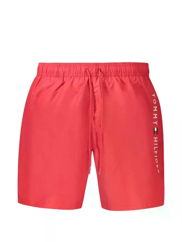 Tommy Hilfiger Logo-print Drawstring Swim Shorts - Red