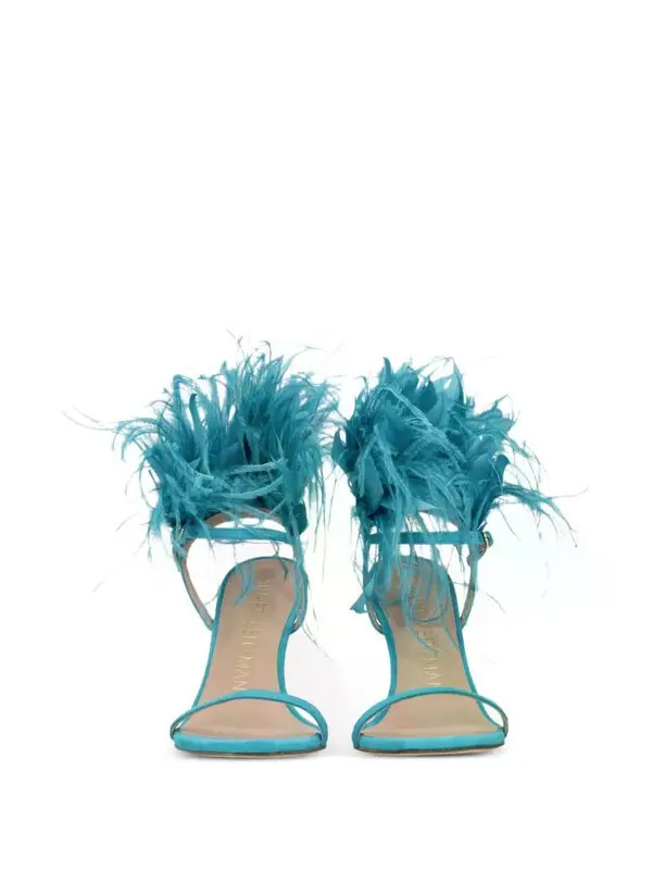 STUART WEITZMAN Plume 100 Feather-trim Suede Sandals