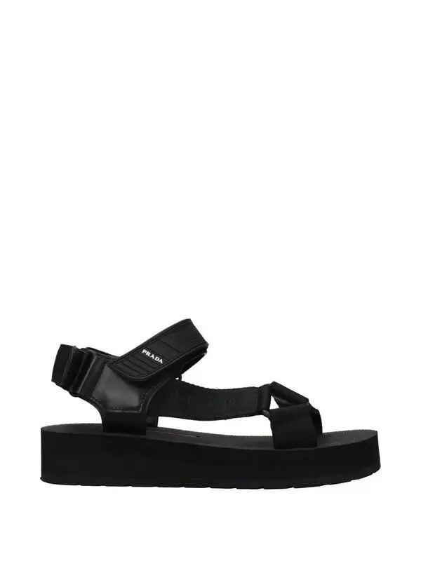 Prada Touch-strap Platform Sandals - Black