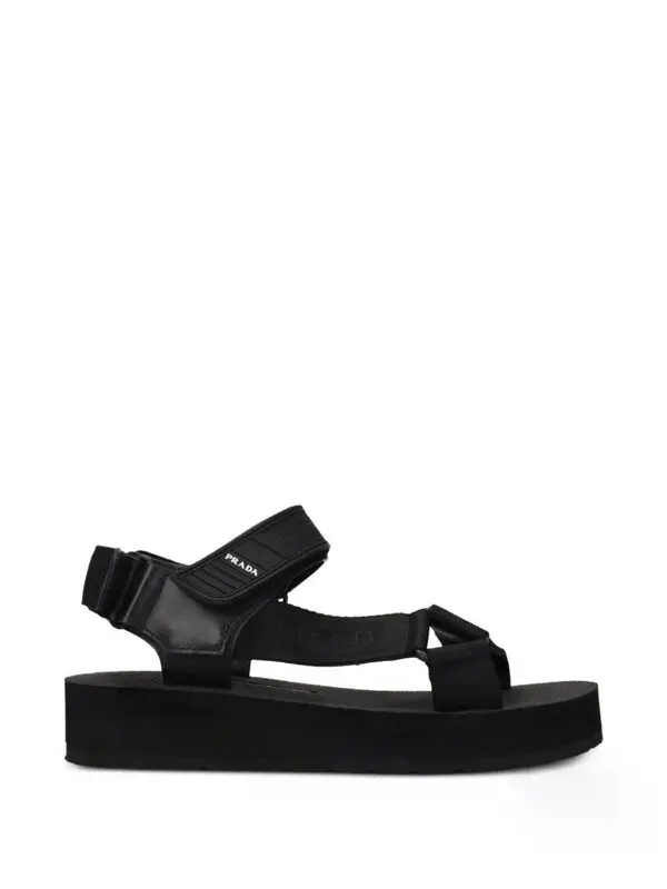 Prada Touch-strap Platform Sandals - Black