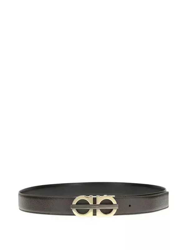 FERRAGAMO Gancini Leather Belt - Brown