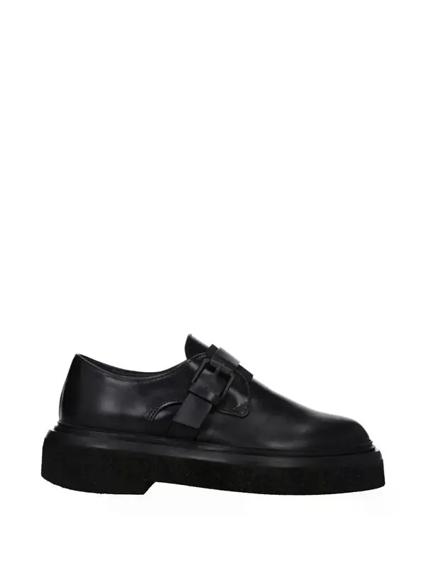 Max Mara Buckle-strap Leather Loafers - Black