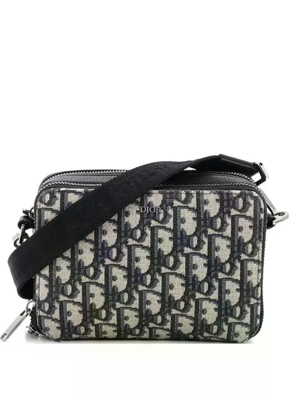 Dior Double Zip Pouch Oblique Canvas Crossbody Bag