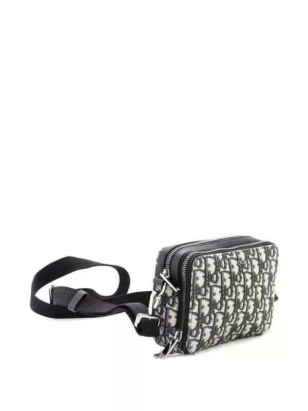 Dior Double Zip Pouch Oblique Canvas Crossbody Bag