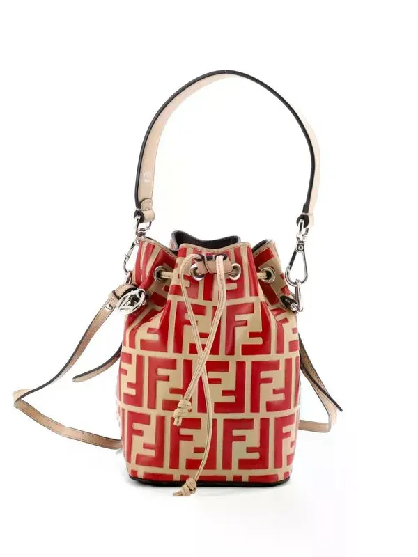 Fendi Mon Tresor Zucca Embossed Leather Mini Bucket Bag - Neutrals