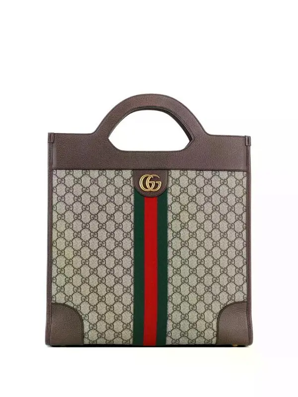 Gucci Ophidia Cut Out Handle Gg Coated Canvas Medium Tote Bag - Brown