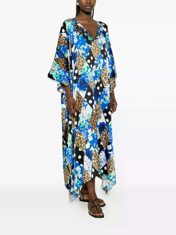 DOLCI FOLLIE Leopard-print Polka-dot Kaftan