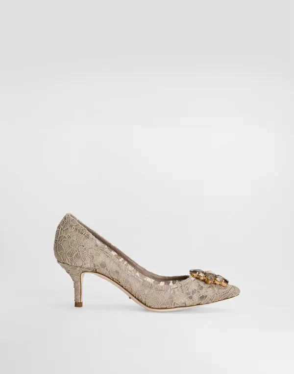 Dolce & Gabbana Lace Bellucci Pumps With Brooch - Beige