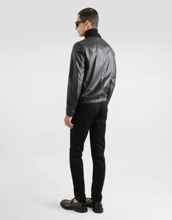 Dolce & Gabbana Leather Jacket With Logo Tag
